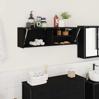 vidaXL Vidaxl - Armoire murale de bain noir 100x25x30 cm bois ding&eacute;nierie