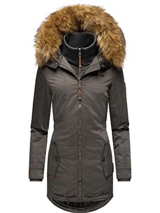 Marikoo Sanakoo Veste dhiver Parka avec Capuche pour Dame Anthracite XL