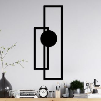 Hanah Home Stylish Black Decorative Metal Wall Accessory, 32 x 85 cm | 100% Metal, 1.5 mm Thick | Easy Wall Mounting, Perfect for Modern Decor