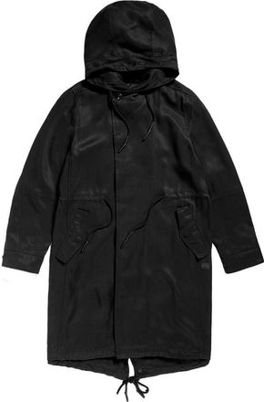 G-Star RAW Damen Fluid Fishtail Hooded Parka, Schwarz (dk black D24255-D520-6484), XL