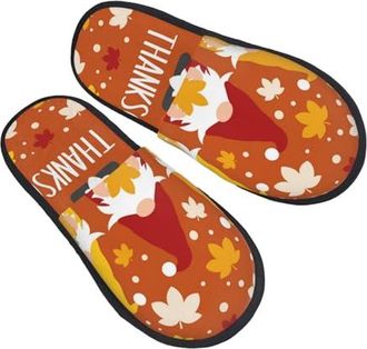 Generic Pantoufles Joyeux Thanksgiving, Trois Gnomes Slippers Doux Maison Chausson Pour Homme Int&eacute;rieur Unisex M