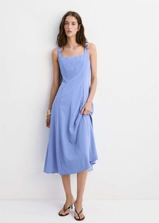 Mango Robe d&eacute;vor&eacute;e effet froiss&eacute; bleu - Femme - XL - MANGO