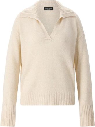 Roberto Collina Femme, Pulls, Beige, Taille: 38 FR Pull Col V en Laine Mérinos