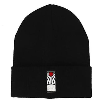 Bioworld Demon Slayer Tanjiro Boucles doreilles brod&eacute;es Unisexe Noir uni Bonnet dhiver tricot&eacute; pour homme et femme, noir, taille unique