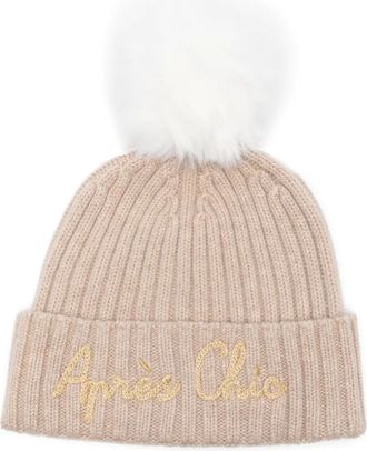 MC2 Saint Barth bonnet à pompon brodé - Marron