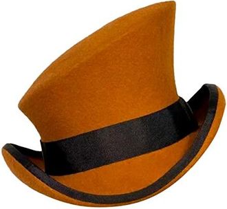 Generic DUHGBNE Chapeau haut-de-forme asymétrique en laine pour femmes et hommes - Chapeau punk à vapeur - Chapeau haut de gamme - Ruban décoratif - Chapeau c