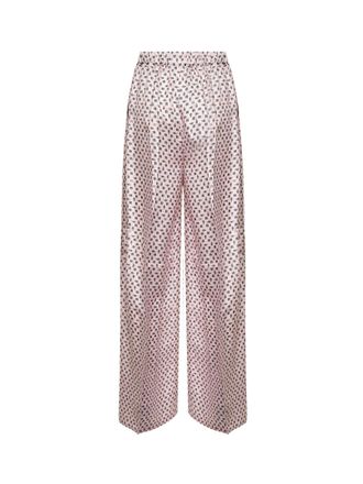 Max Mara Womens Pink Printed Silk Twill Trousers