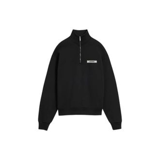 Jacquemus Homme, Sweatshirts et sweats à capuche, Noir, Taille: XL SweaT-shirt à Col Roulé Zippé Gros Grain