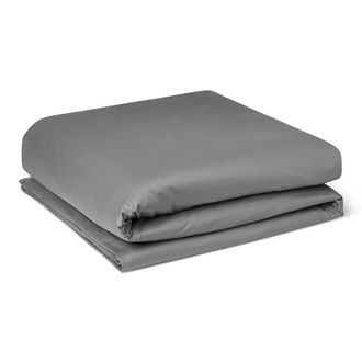 Amazon Basics Housse de Couette Deluxe, 100% Coton Satin 400 Fils, Extra-Doux avec Boutons-Pression, 135 x 200 cm, Gris Fonc&eacute;