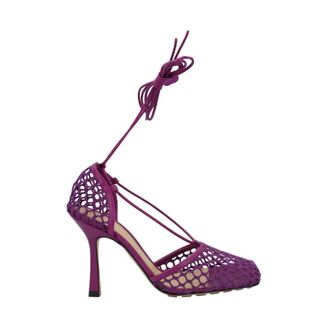 Bottega Veneta Femme, Chaussures, Violet, Taille: 39 1/2 EU Violet Lace-Up Knit Heels