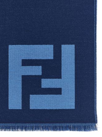 Fendi FF Jacquard Virgin Wool Scarf - Blue