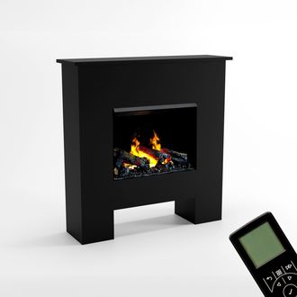 Glow Fire Wasserdampf Kamin Poseidon (Standkamin) - Elektrokamin mit Heizung und Kaminfeuer - Kaminkonsole aus Holz mit patentiertem Opti-myst-LED Kamineinsatz,