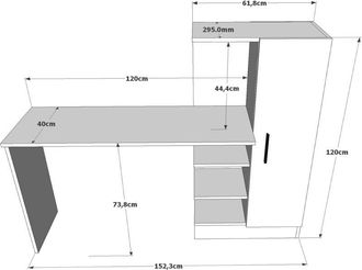 Hanah Home Bureau en bois CT2 - 152 x 40 x 120 cm - Pin atlantique Blanc