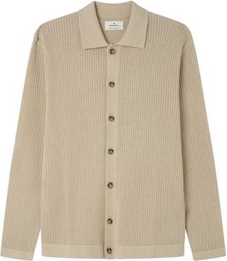 Springfield Gg12 Openwork Knitted Cardigan Tricot, Beige, XL Homme