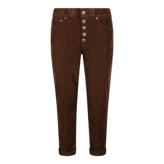 Dondup Velours-Hose mit lockerem Schnitt und Kn&ouml;chell&auml;nge - - Trousers - Damen - Braun - W34