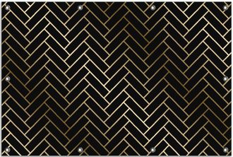 Wallario Outdoor-Poster f&uuml;r Garten oder Balkon Elegantes Fischgr&auml;tmuster, Motivbanner Gr&ouml;&szlig;e: ca. 80 x 120 cm, Outdoor-Bild