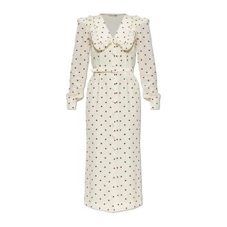 Alessandra Rich Midikleid aus Seide mit Polka-Dots und V-Ausschnitt - - Dresses - Damen - Beige - S