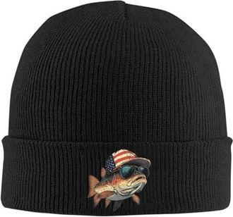Generic Bonnet Thermo P&ecirc;che &Agrave; La Truite en Am&eacute;rique avec Drapeau Am&eacute;ricain Respirant Beanie Thermique Bonnet pour lescalade D&eacute;contract&eacute;e Randonn&eacute;e
