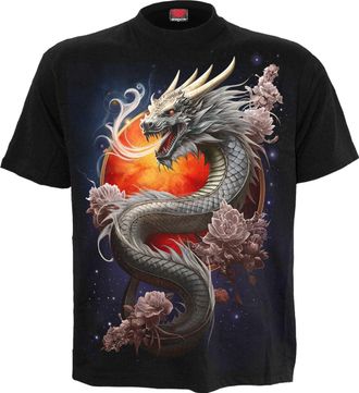 Spiral Sun Dragon Männer T-Shirt schwarz M 100% Baumwolle Drachen, Rockwear