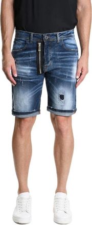 Xagon Man Homme, Shorts, Bleu, Taille: S Shorts en Denim Vintage avec Détails Artistiques