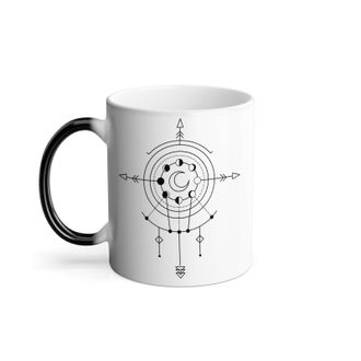 Fabulous Thermoreagierende Tasse Magische Tasse - Mondphasen Symbole Sternenhimmel - 325 ml
