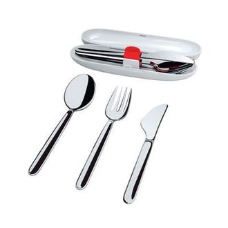 Alessi Set couverts de voyage Food à porter - Métal - Résine thermoplastique - Designer Sakura Adachi