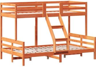 vidaXL Etagenbett 90x200/120x200 cm Wachsbraun Massivholz Kiefer Vidaxl