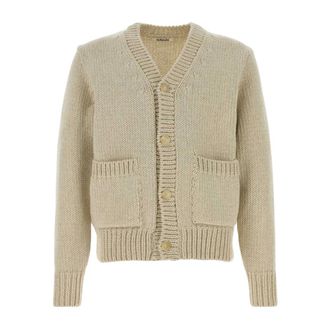 Auralee Wool Cashmere Felted Knit Cardigan - - Knitwear - Herren - Beige - XL