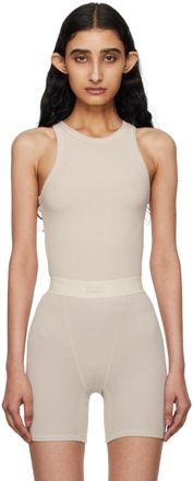 SKIMS D&eacute;bardeur beige &agrave; col ras du cou - Cotton Jersey