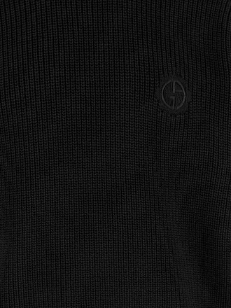 Giorgio Armani Mens Wool Sweater With Logo Black Virgin
