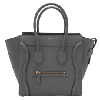 Celine Sac &agrave; main Pre-owned Luggage Micro Shopper en cuir - Femme - Pre-owned - Gris - Taille: ONE Size