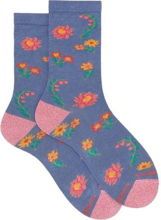 Dor&eacute; Dor&eacute; Chaussettes mi-hautes fleuries en coton m&eacute;lang&eacute;