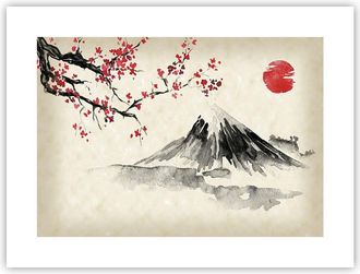 Arttor Poster ohne Rahmen Aquarell asiatisch Landschaft Deko 40x30cm Wandposter Art Prints Wandbilder Dekoration Wohnzimmer Schlafzimmer K&uuml;che Wanddeko Bild 