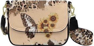 Hugs Idea Sac à main à bandoulière léger en cuir pour femme, Papillon rétro, Taille unique