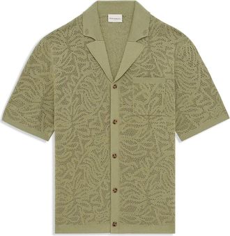 Dr&ocirc;le de Monsieur Homme, Chemises, Vert, Taille: 2XL Kurzarmhemd Strickmuster in Spitzenoptik
