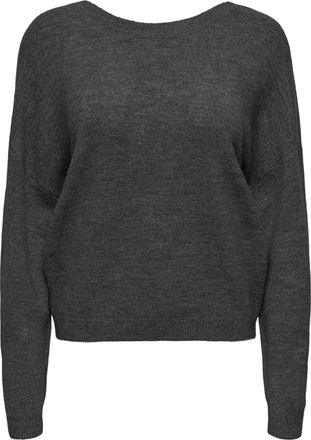 Only Damen Onlmanifesta Reversible Bf KNT Pullover, Dark Grey Melange/Detail:Black Lace, XS EU