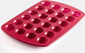 COOX 24er Muffinform in Rot - Antihaft Muffinblech aus Silikon f&uuml;r Perfekte Mini-Muffins & Cupcakes - Sp&uuml;lmaschinenfest & Hitzebest&auml;ndig