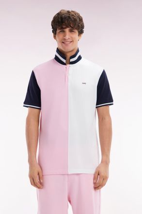 Eden Park Polo &Agrave; Manches Courtes En Coton Bicolore Rose Et Blanc Coupe D&eacute;contract&eacute;e