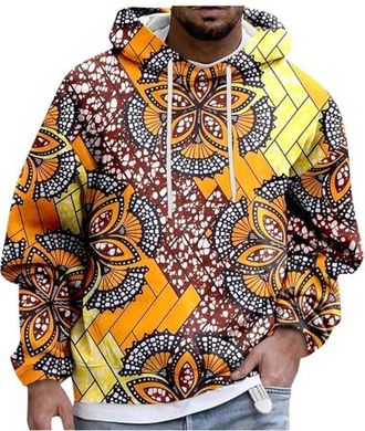 Generic Sweat &agrave; capuche chaud &agrave; manches longues pour homme - Vent africain - Veste de jogging pour homme, jaune, 3XL