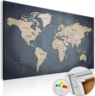 Paris Prix Paris Prix - Tableau en Liège Carte du Monde - Shades of Grey 40 x 60 cm