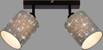 Briloner Leuchten - Spotleuchte, Deckenspot mit Sterneneffekt, Deckenleuchte, Spotköpfe dreh- und schwenkbar, 2x E27. je max. 25 Watt, Grau-Schwarz, 285x130x15