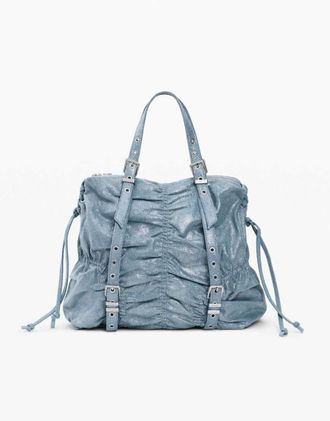 Desigual Mittelgro&szlig;er, geraffter Jeans-Rucksack in Blau