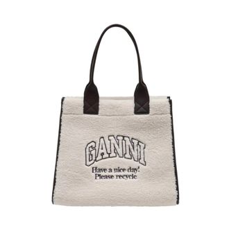 Ganni Shearling XXL Tote - - Bags - Damen - Wei&szlig; - ONE SIZE