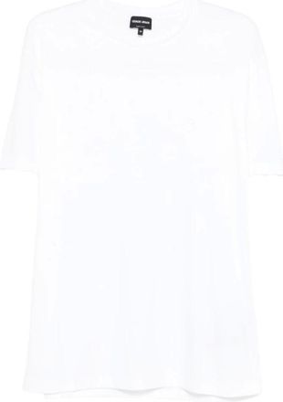 Giorgio Armani Homme, Tops, Blanc, Taille: 2XL T-shirt ras du cou en coton