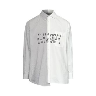 Maison Margiela Homme, Chemises, Gris, Taille: XL Chemise en popeline de coton bicolore
