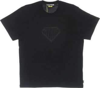 Iuter Schwarzes Logo Tee Kurzarm T-shirt - - Tops - Herren - Schwarzk - XL
