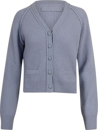 Victoria Beckham Femme, Pulls, Bleu, Taille: 40 FR Cardigan en laine et cachemire tricot&eacute; &agrave; col en V