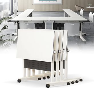 Generic Tragbarer Klapptisch, Klappbarer Konferenztisch Auf Rollen f&uuml;r Homeoffice, Klassenzimmer, 120 X 60 cm, Tragbarer Seminar- und Besprechungstisch f&uuml;r Sc