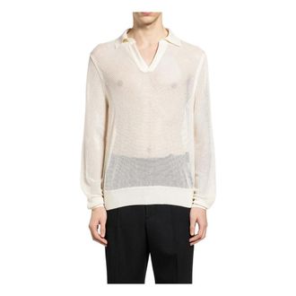 Tom Ford Seiden-Baumwoll-Mesh-Polohemd - - Tops - Herren - Wei&szlig; - M