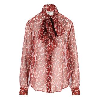 Saint Laurent Blumige Seidenbluse Rot Italien - - Blouses & Shirts - Damen - Rot - M